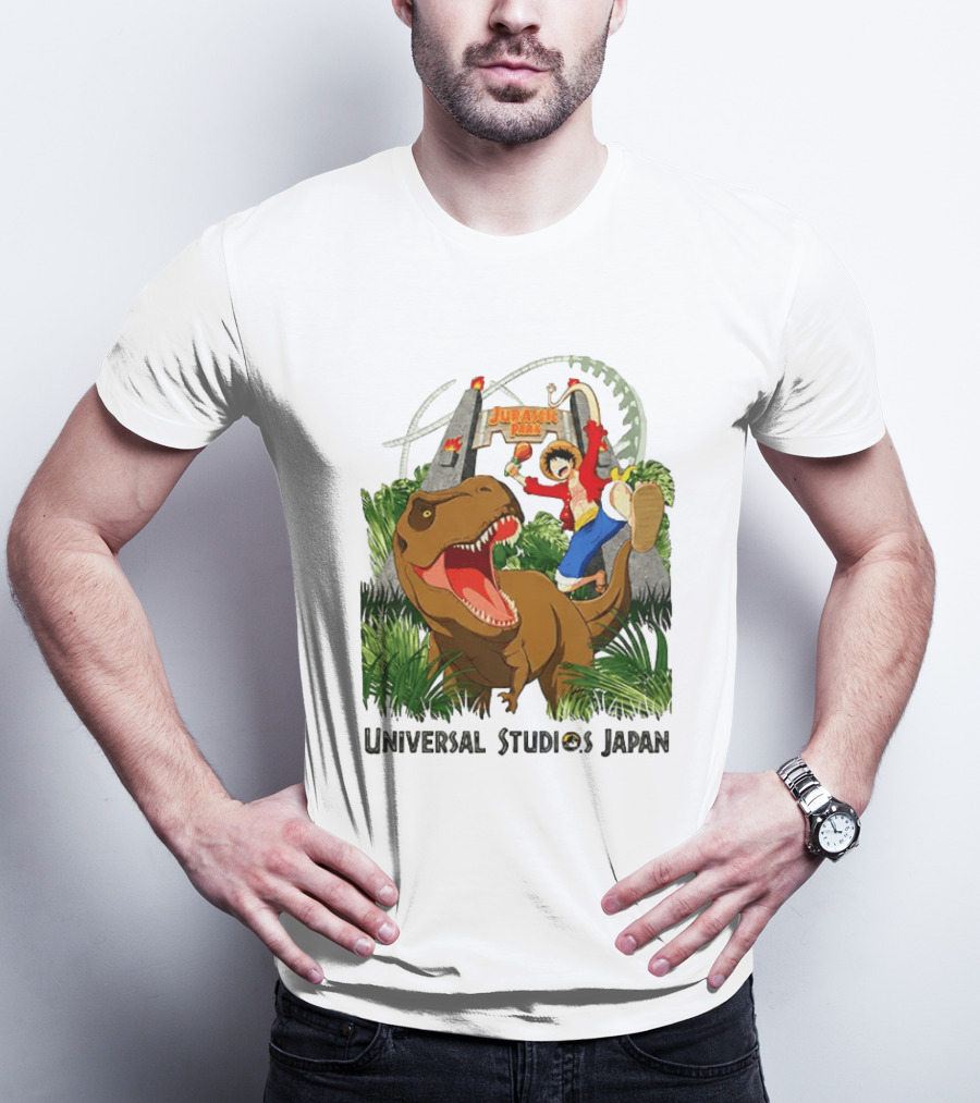 Universal Studios Japan One Piece Jurassic Park Luffy Riding Rex T-Shirt
