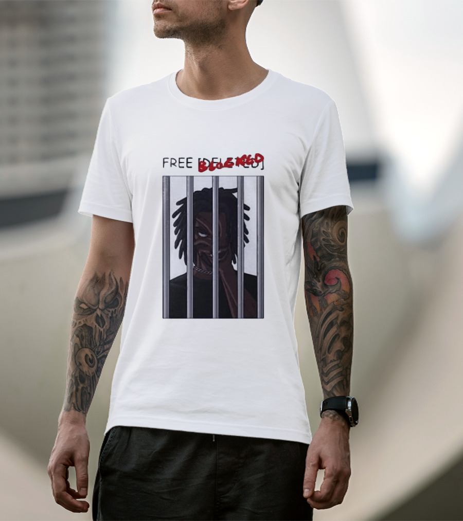 Free Blocked The Commissary Villain Dept Character Behind Bars T-Shirt