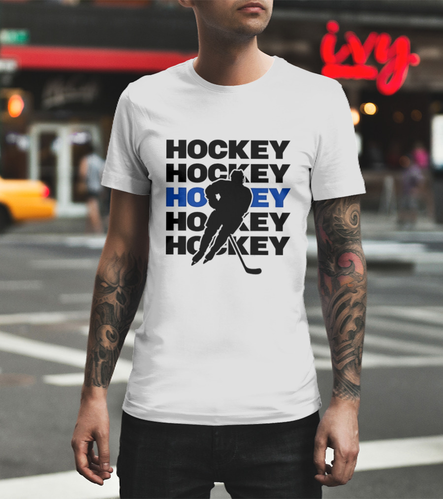 Hockey Player Action Stance Repeated T-Shirt