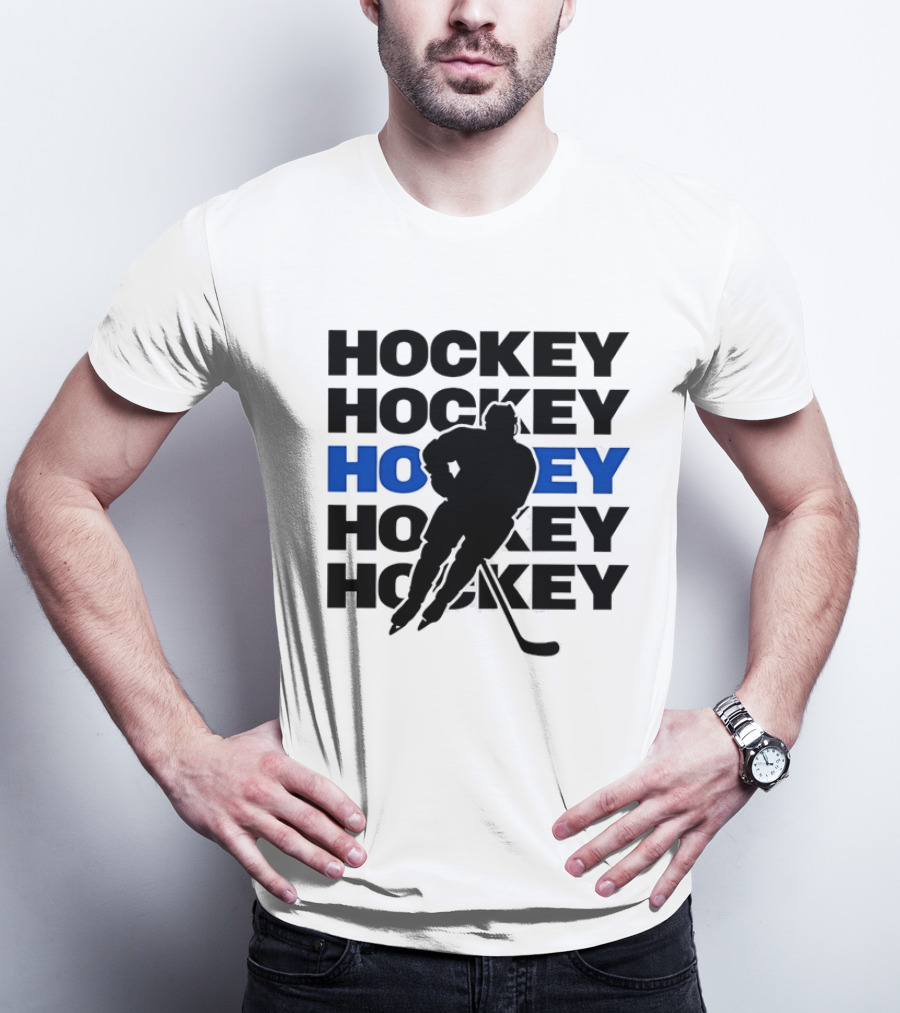 Hockey Player Action Stance Repeated T-Shirt
