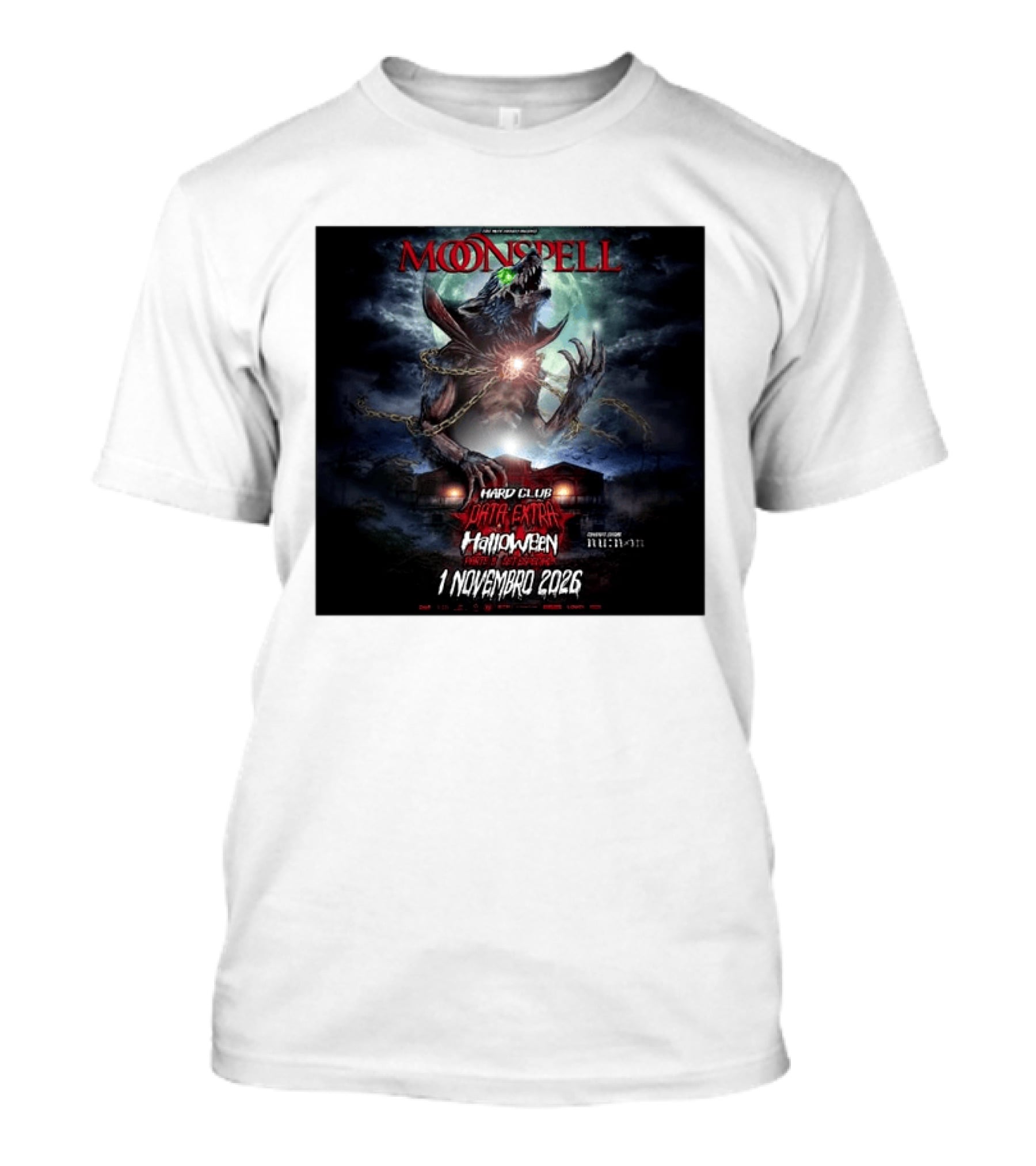 Moonspell Hard Club Data Extra 1 Novembro 2026 Halloween Concerto Especial Porto T-Shirt