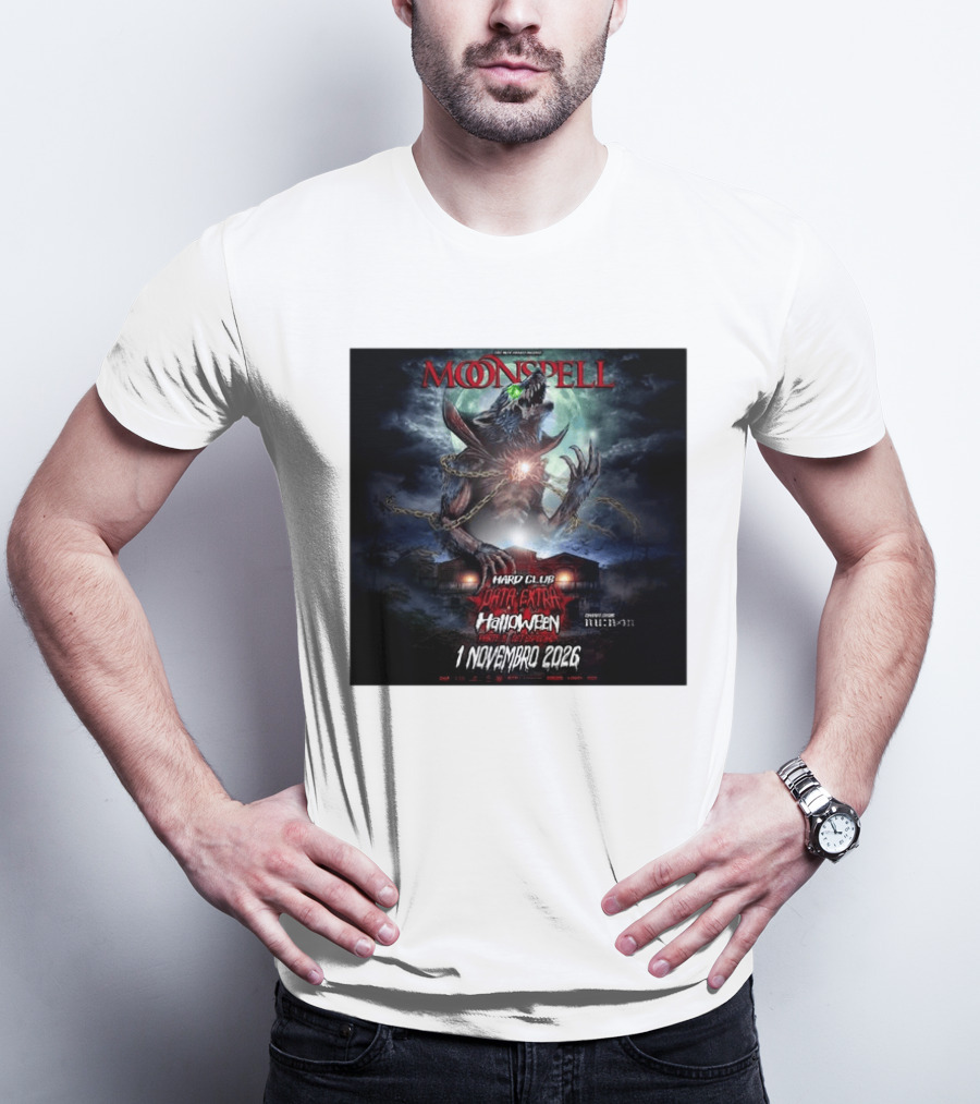 Moonspell Hard Club Data Extra 1 Novembro 2026 Halloween Concerto Especial Porto T-Shirt