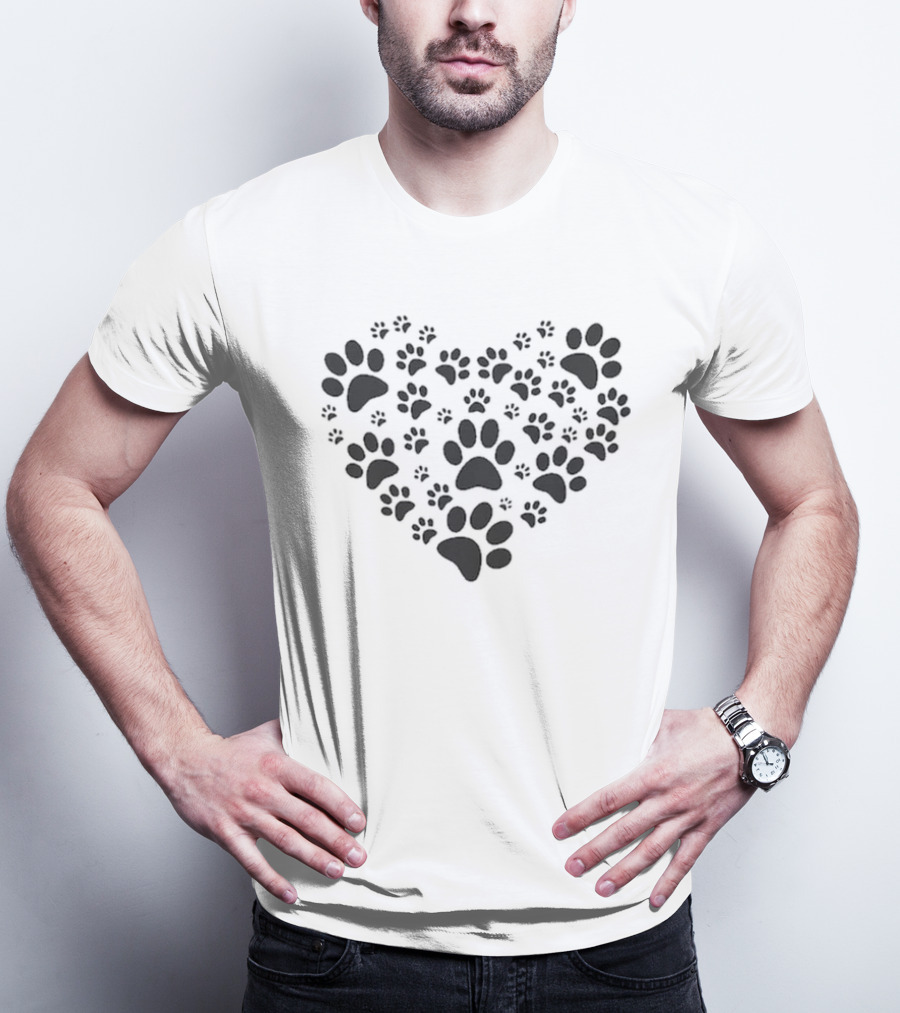 Paw Print Heart Pet Lover Paws T-Shirt