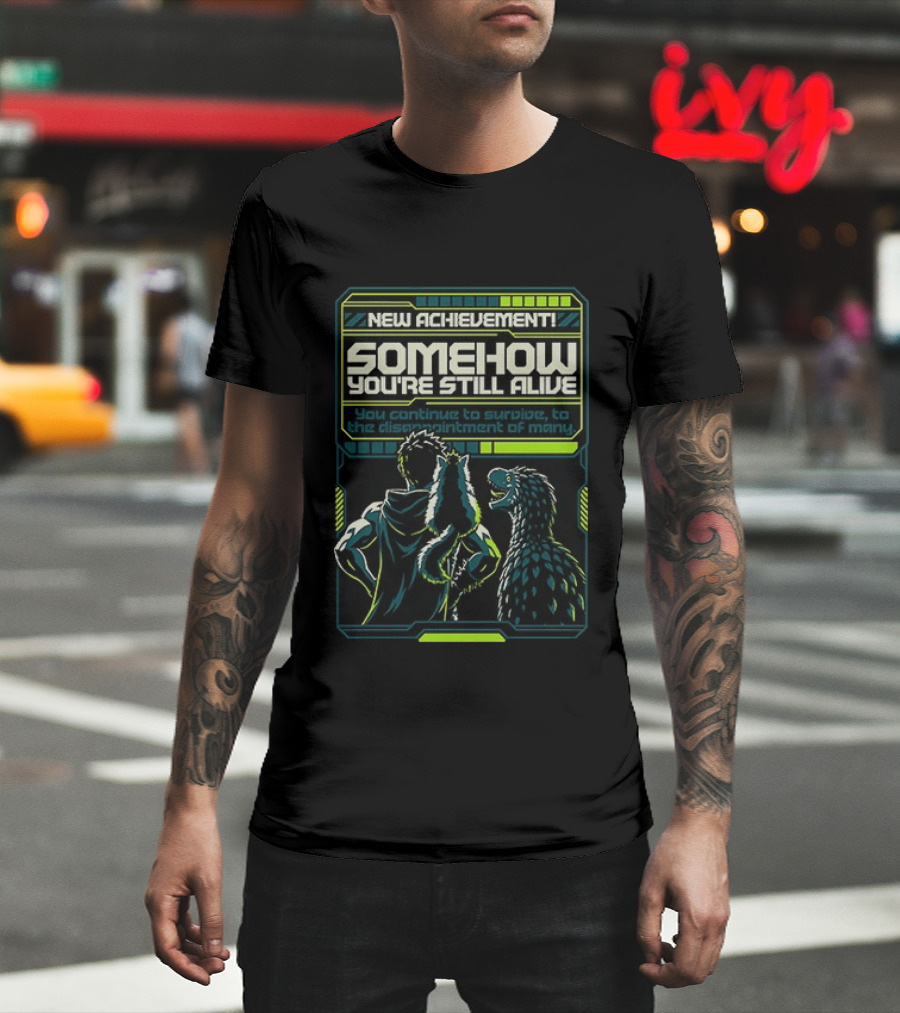 Survivor With Raptor And Fox Somehow You Are Still Alive Video Game Gamer T-Shirt