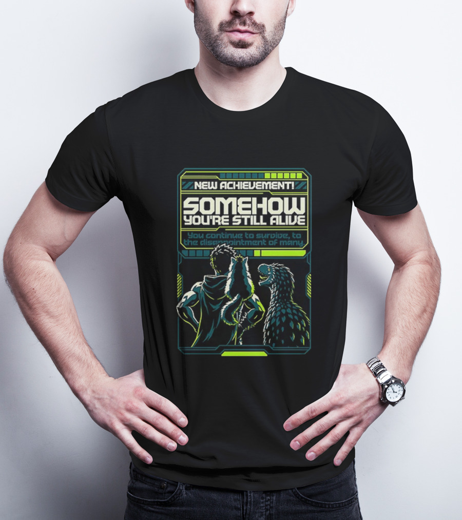 Survivor With Raptor And Fox Somehow You Are Still Alive Video Game Gamer T-Shirt