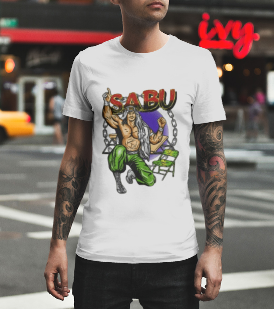 Beyondhumanmerch The Great Sabu Wrestling Character Chains And Table T-Shirt