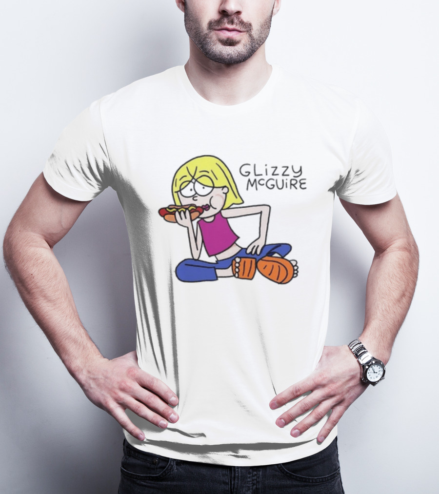 Glizzy McGuire Cartoon Character Eating Hot Dog T-Shirt