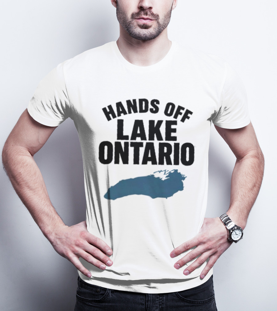 Hands Off Lake Ontario Blue Map T-Shirt