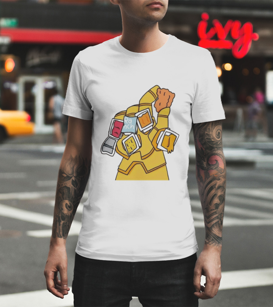 Infinity Gauntlet With Chicken Nugget And Sauce Containers Meme T-Shirt