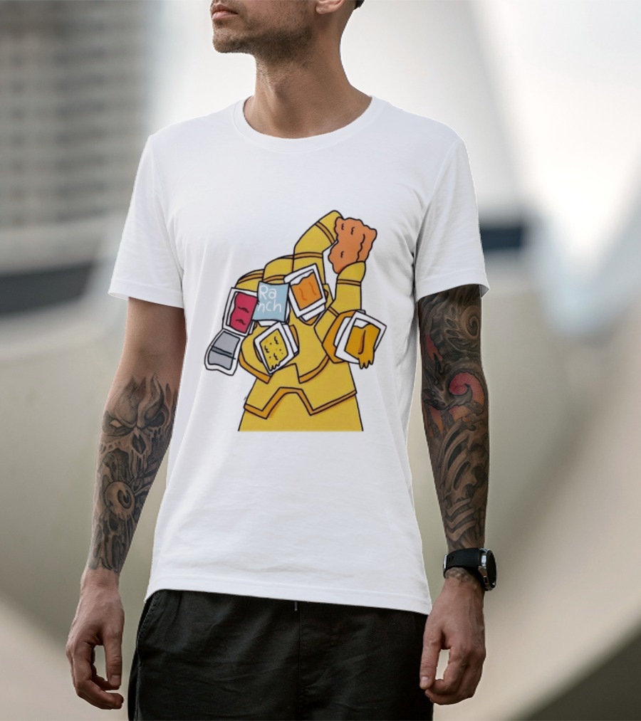 Infinity Gauntlet With Chicken Nugget And Sauce Containers Meme T-Shirt