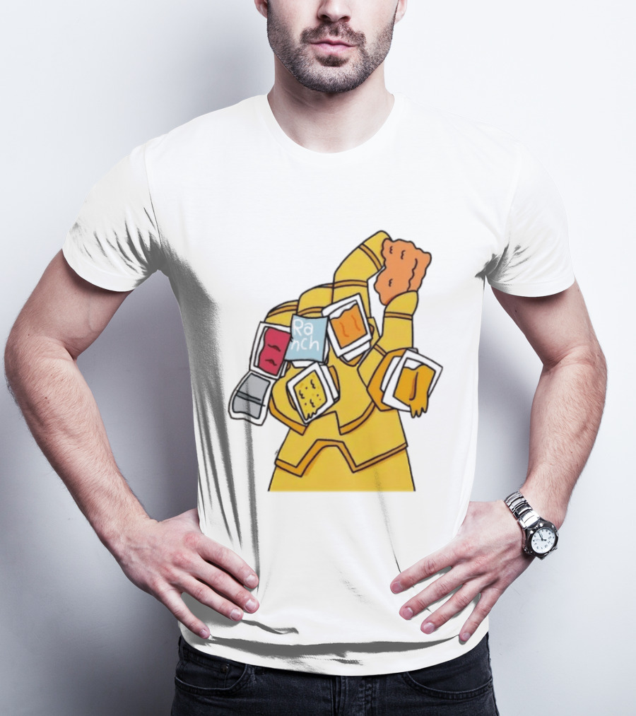 Infinity Gauntlet With Chicken Nugget And Sauce Containers Meme T-Shirt