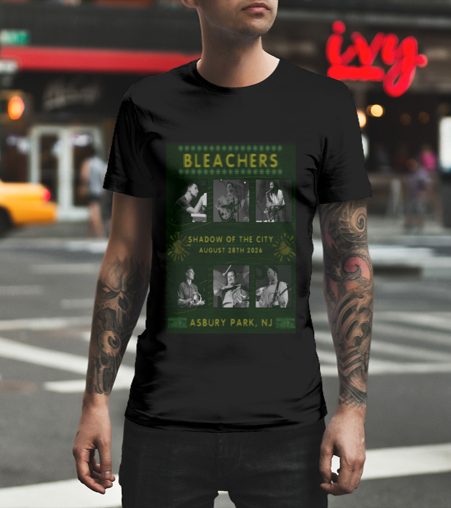 Bleachers Shadow Of The City Asbury Park NJ August 28th 2026 T-Shirt