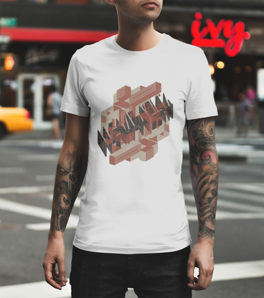 The Mars Volta Store Blocks Tan Geometric Optical Illusion T-Shirt