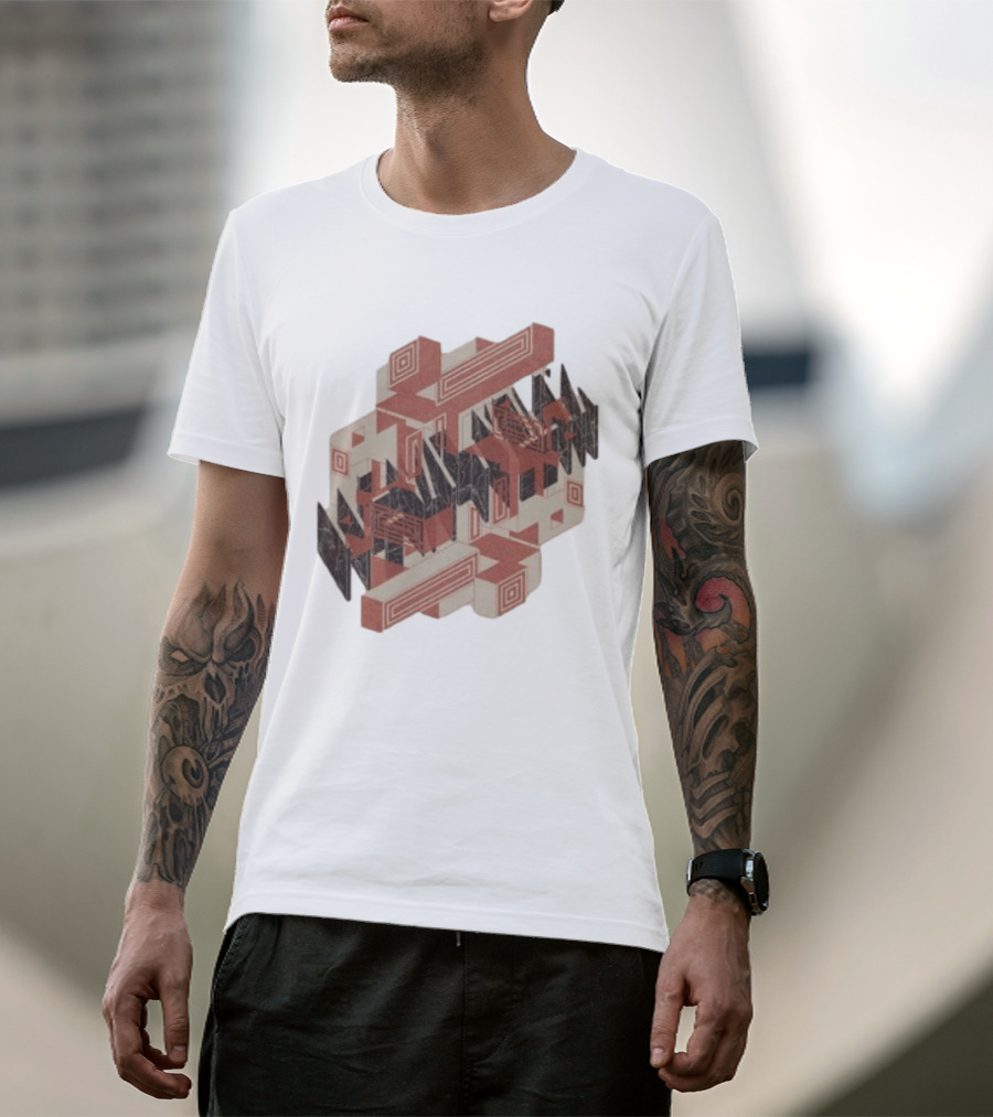 The Mars Volta Store Blocks Tan Geometric Optical Illusion T-Shirt