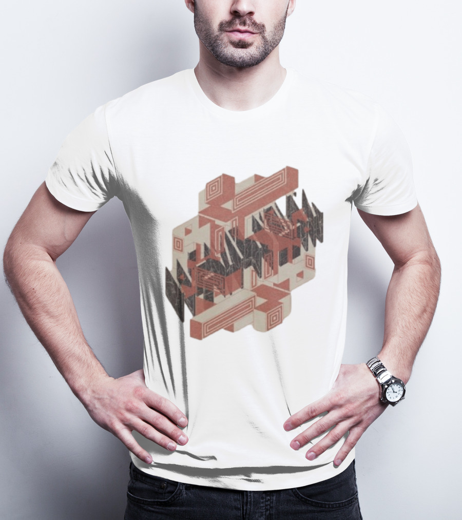 The Mars Volta Store Blocks Tan Geometric Optical Illusion T-Shirt
