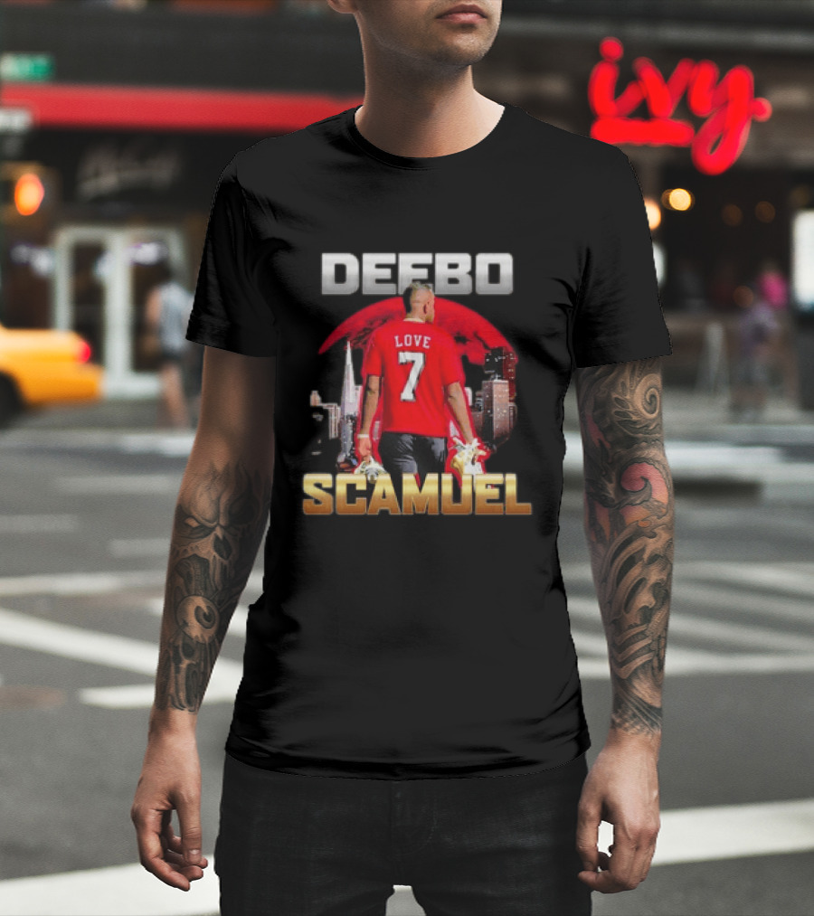Deebo Scamuel Love 7 San Francisco 49ers Backdrop T-Shirt