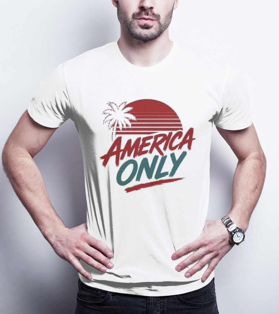America Only Tropical Sunset Palm Tree T-Shirt