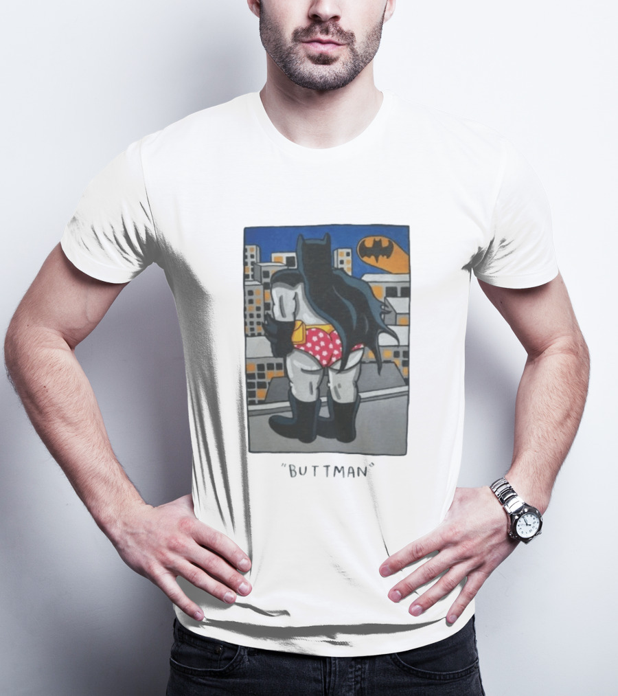 Buttman Batman Superhero Comedy Humor Retro Pop T-Shirt