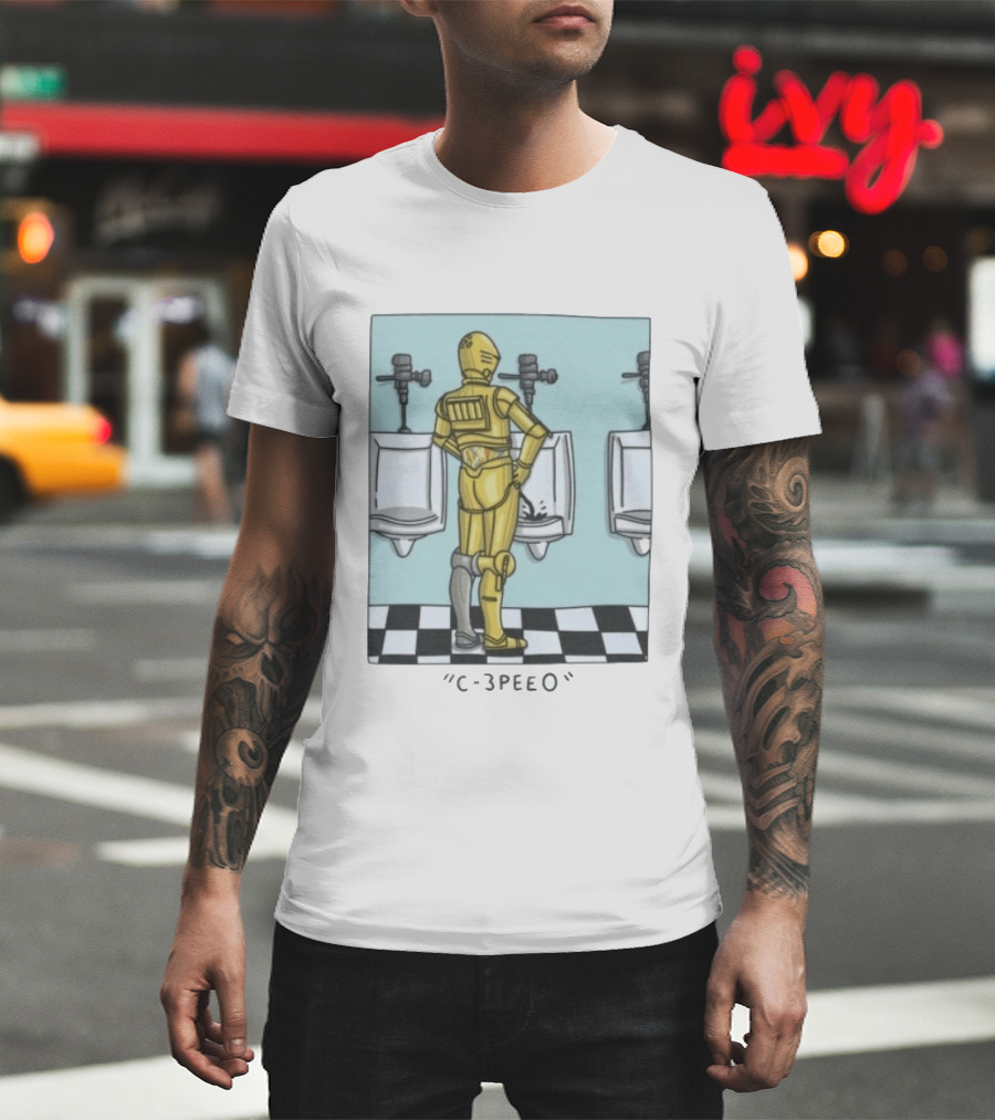 Star Wars C 3PEEO Droid Pun C 3PO Urinal Humor T-Shirt