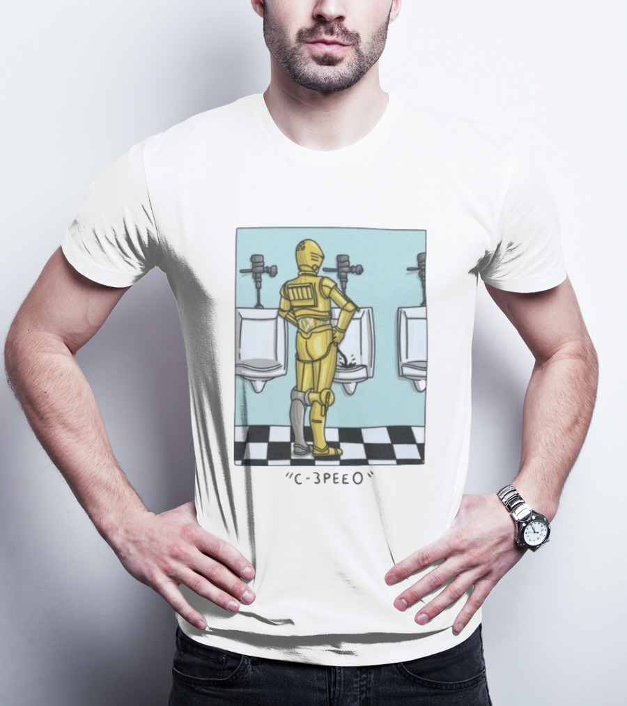 Star Wars C 3PEEO Droid Pun C 3PO Urinal Humor T-Shirt