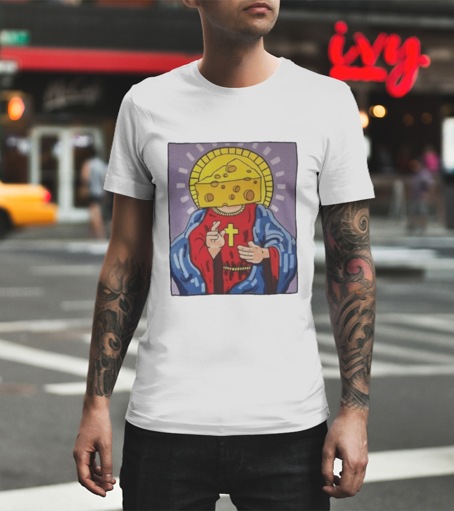 Cheesus Cheese Head Religious Pun Jesus T-Shirt