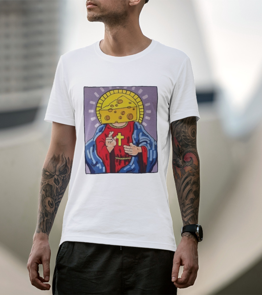 Cheesus Cheese Head Religious Pun Jesus T-Shirt