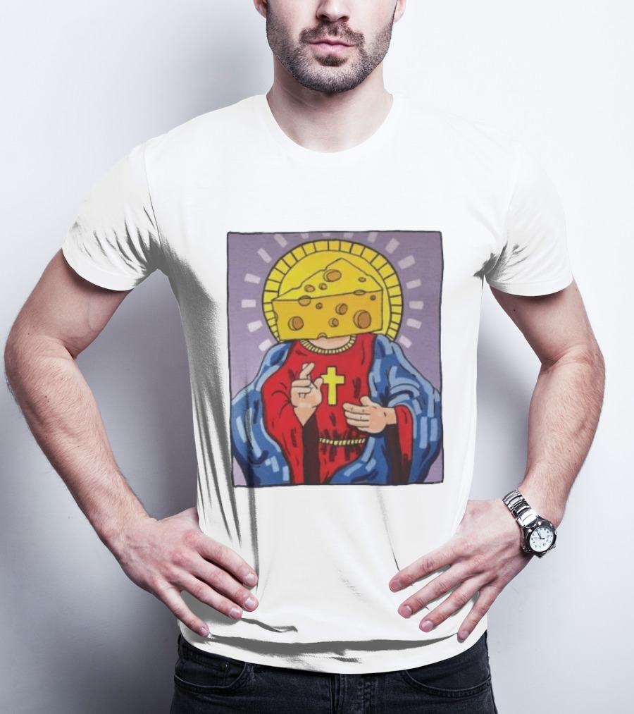 Cheesus Cheese Head Religious Pun Jesus T-Shirt