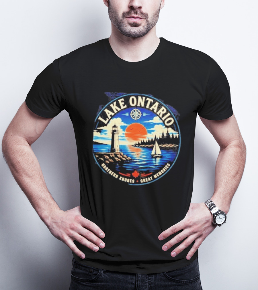 Lake Ontario Lighthouse Sunset Northern Shores Great Memories T-Shirt