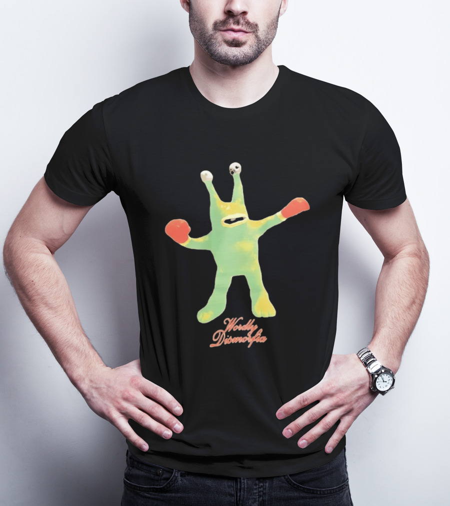 Wordly Dismorfia Boxing Alien Creature With Red Boxing Gloves T-Shirt