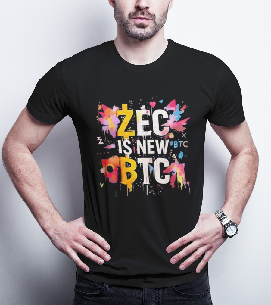 ZEC Is New BTC Cryptocurrency Zcash Bitcoin Colorful Paint Splash T-Shirt