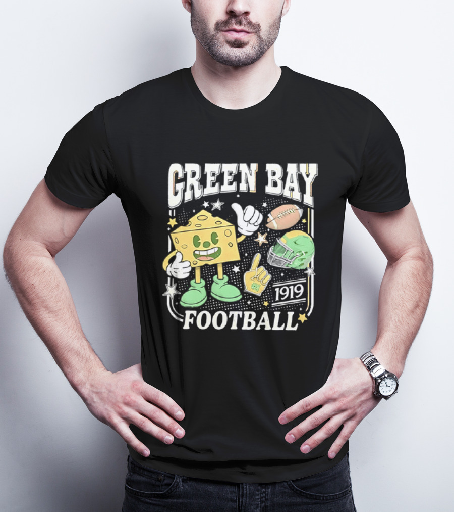 Green Bay 1919 Cheesehead Football Mascot And Gear T-Shirt
