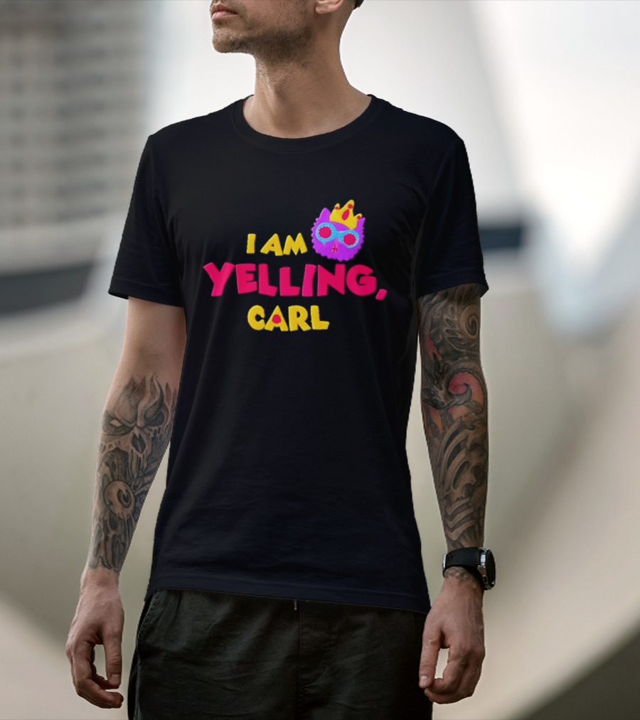 I Am Yelling Carl Cat Meme Colorful Crown Glasses T-Shirt