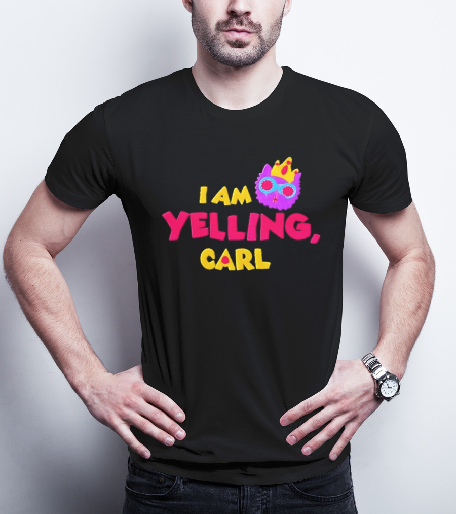 I Am Yelling Carl Cat Meme Colorful Crown Glasses T-Shirt