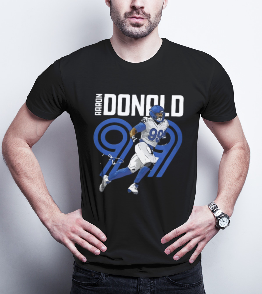 Los Angeles Rams Aaron Donald 99 Blue Running Player T-Shirt