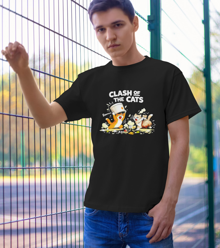 Clash Of The Cats Funny Fighting Kittens Playful Chaos T-Shirt