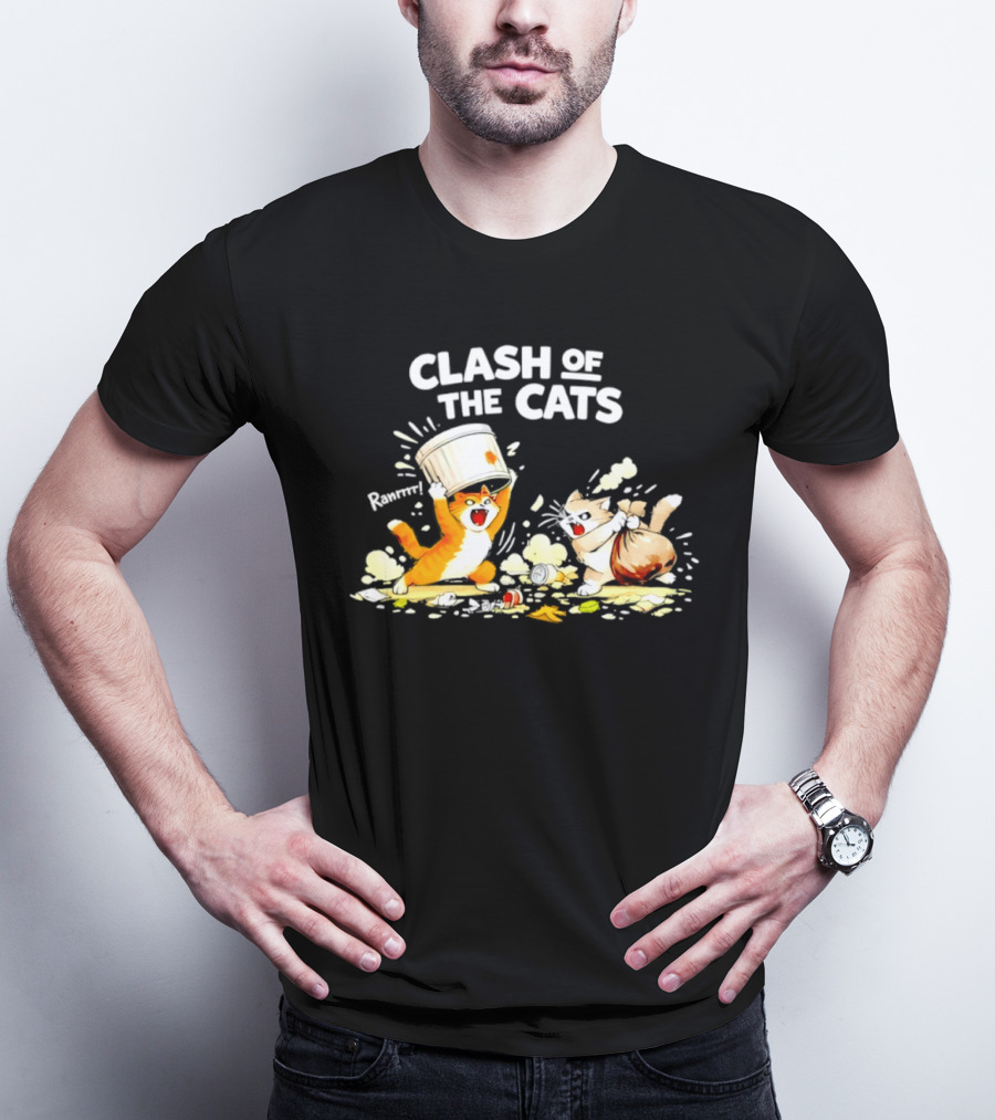 Clash Of The Cats Funny Fighting Kittens Playful Chaos T-Shirt