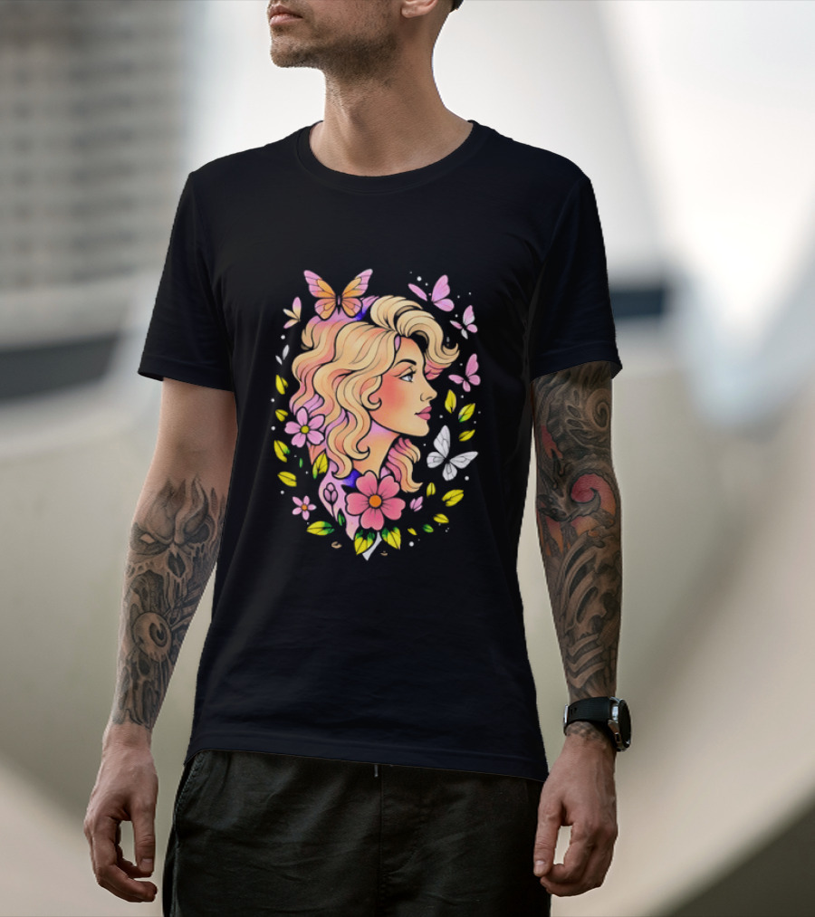 Dolly Parton Floral Butterfly Country Music T-Shirt