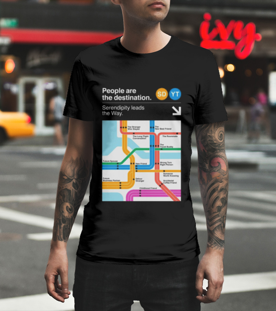Seek Discomfort Serendipity Leads The Way People Are The Destination Black T-Shirt