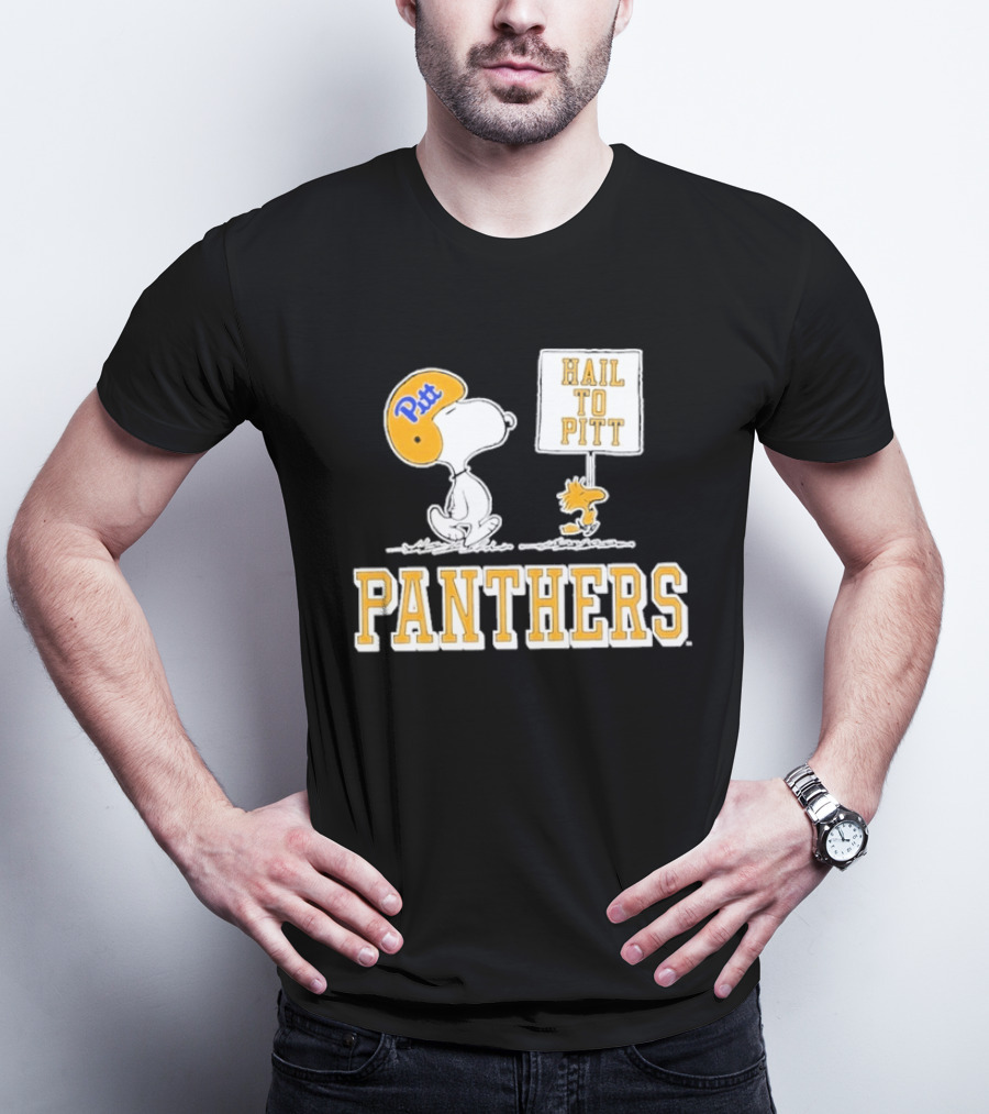 Snoopy Woodstock Hail To Pitt Panthers Peanuts Football Fan T-Shirt