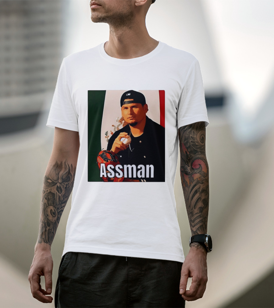 Assman Baseball Player Mexico Flag Baseball Glove Cap T-Shirt