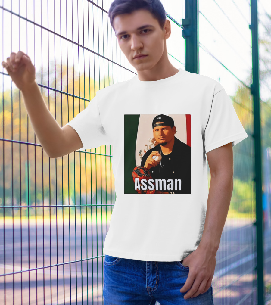Assman Baseball Player Mexico Flag Baseball Glove Cap T-Shirt