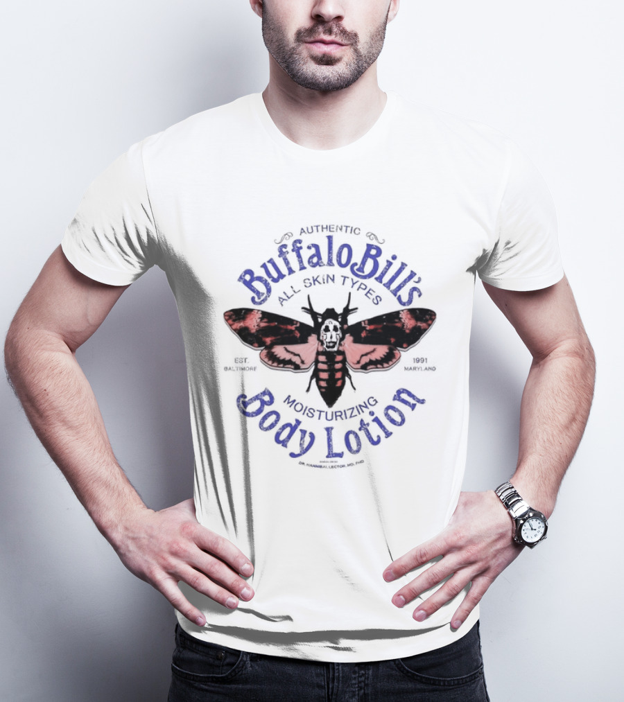 Authentic Buffalo Bill's All Skin Types Moisturizing Body Lotion Moth T-Shirt