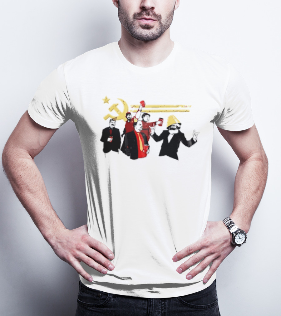 Communist Leaders Party Hammer Sickle Red Cups Star T-Shirt