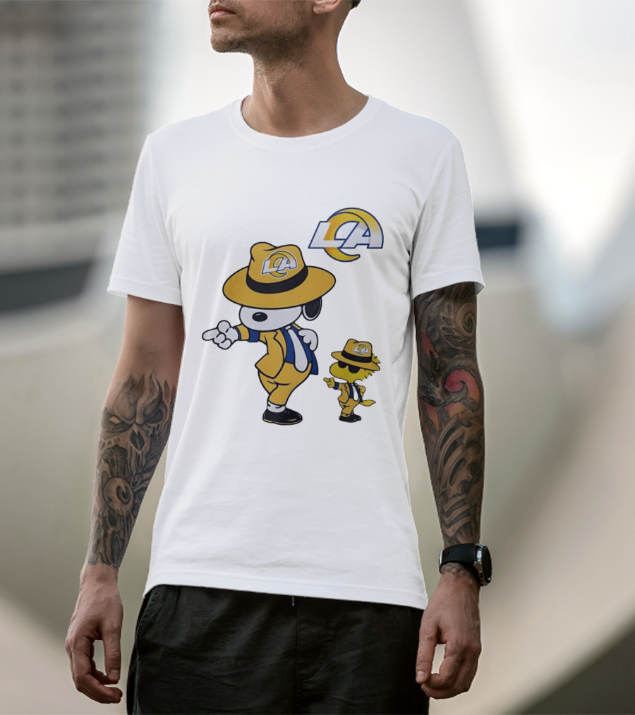 Los Angeles Rams Snoopy Woodstock LA Collaboration Dancing T-Shirt