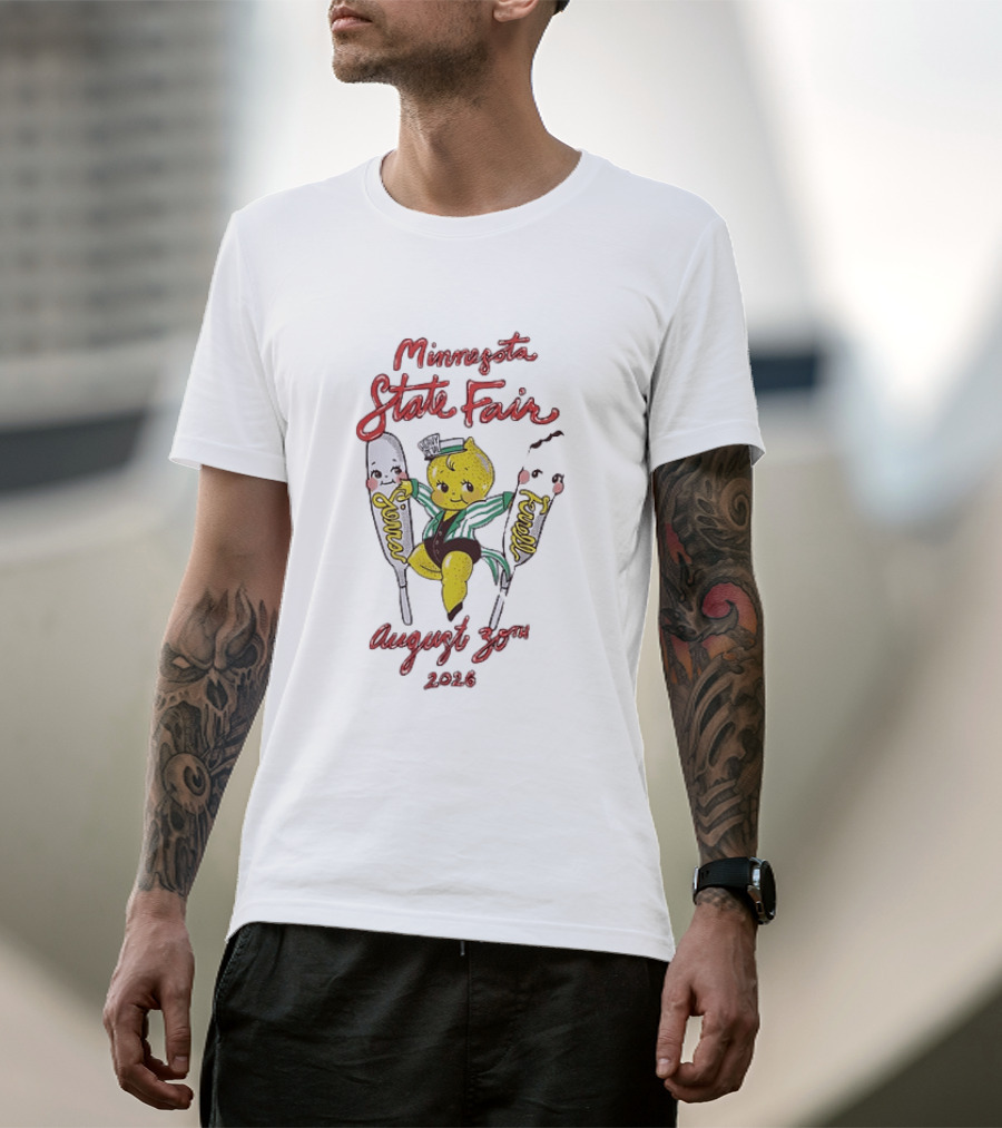 Minnesota State Fair August 30th 2026 Lemon Character With Corn Dogs T-Shirt