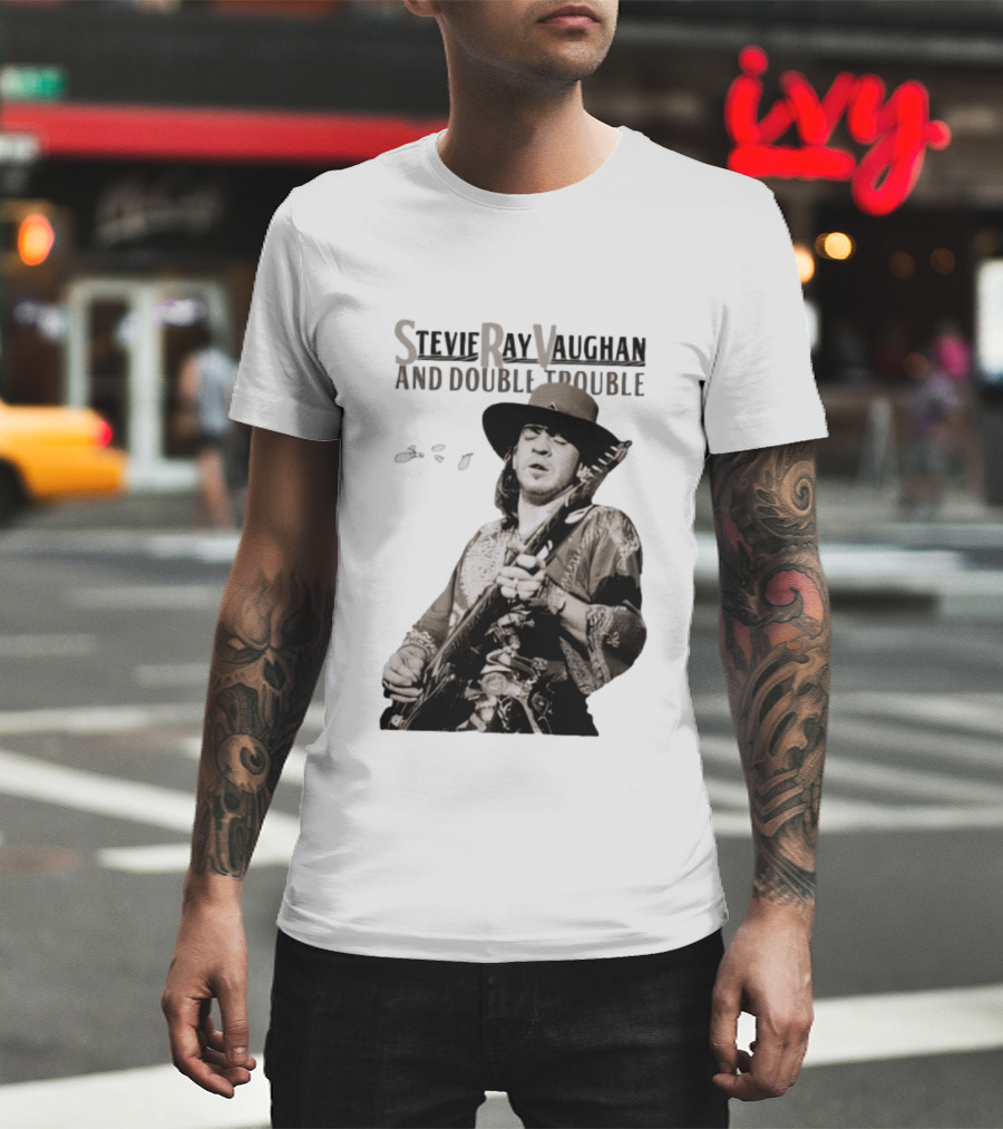 Stevie Ray Vaughan And Double Trouble Live Performance Image T-Shirt