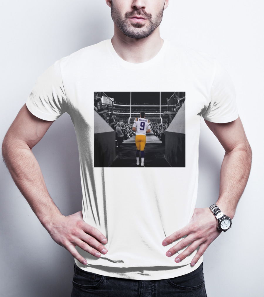 Joe Burrow 9 LSU Tigers Football Quarterback Stadium Entrance T-Shirt