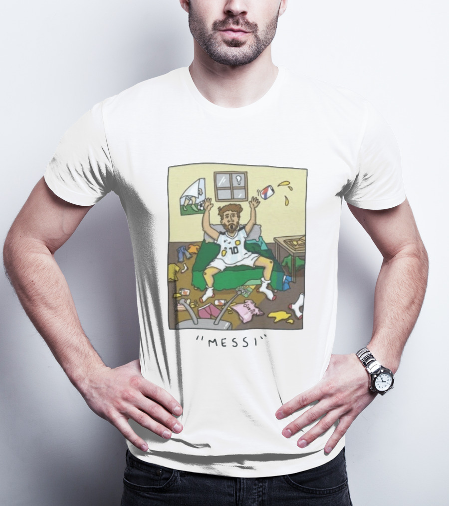 Lionel Messi Argentina Football Cartoon Messy Room T-Shirt