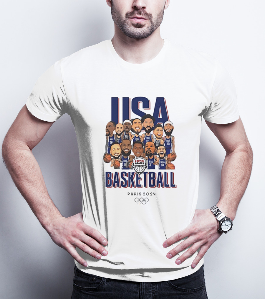 USA Basketball Team Paris 2024 Caricature Olympics T-Shirt