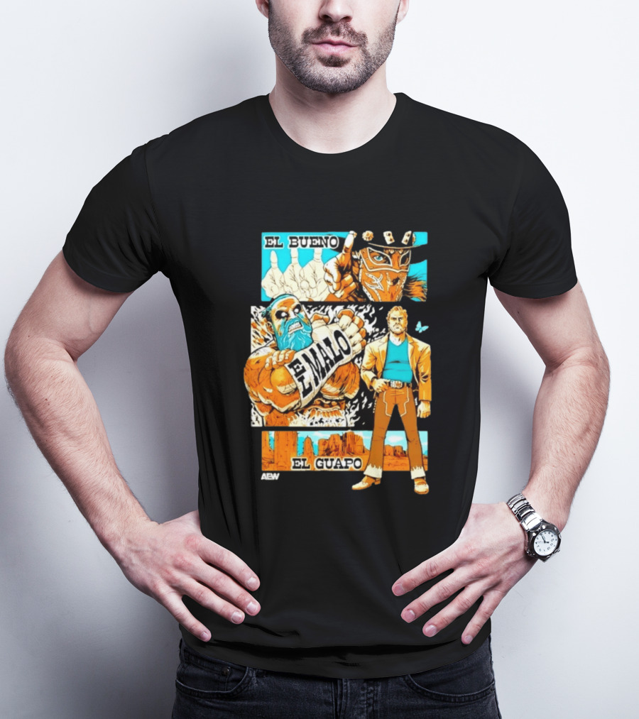 AEW El Bueno El Malo El Guapo Wrestling Comic T-Shirt